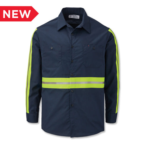 Aramark Enhanced Visibility Long-Sleeve Work Shirt/Lime WEB-2909 ...